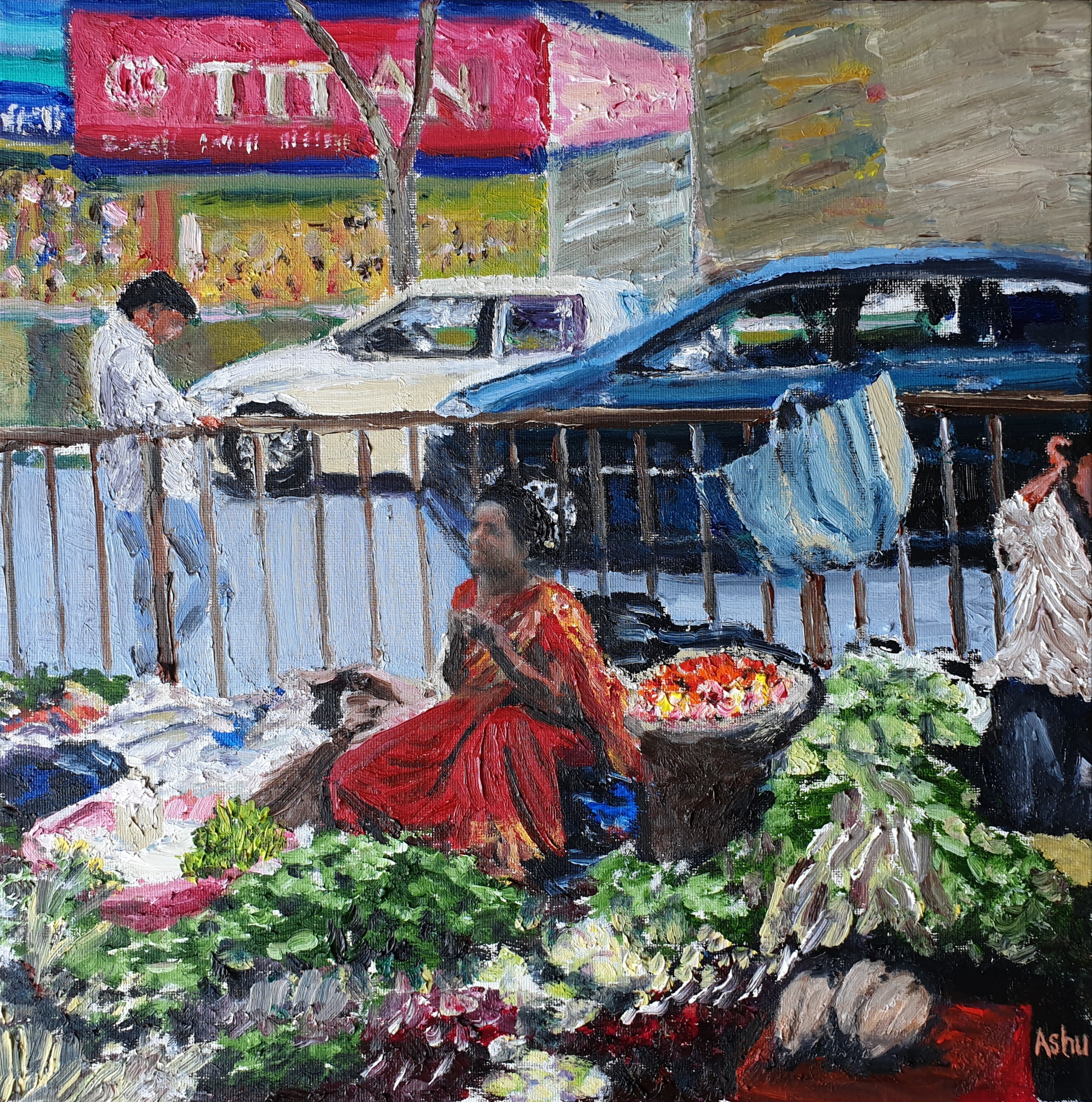 Vegetable Seller of Mumbai - Cityscape Painting – Ashu Shende